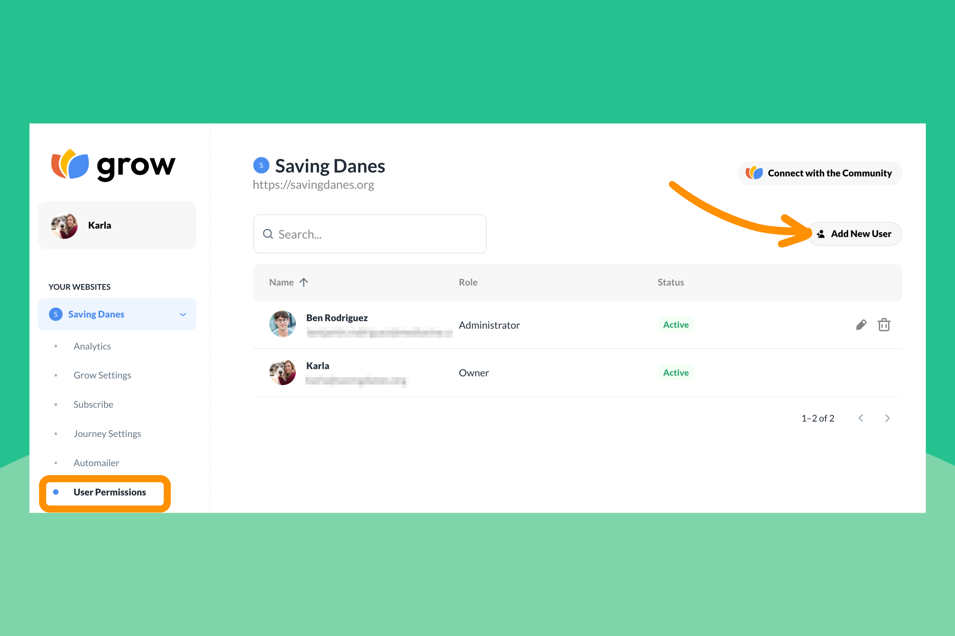 User Permissions in the Grow Publisher Portal – Journey
