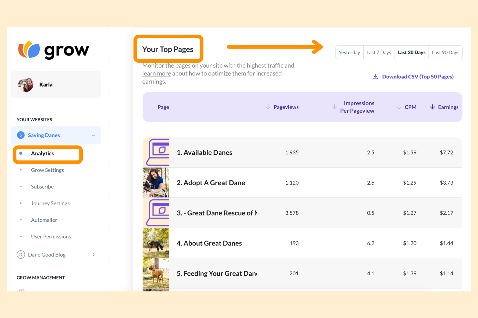 Page Level Data – Journey